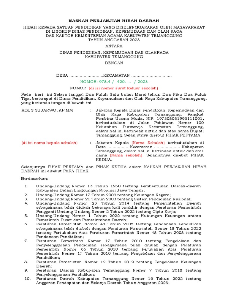 NPHD Hibah 2023 PAUD | PDF