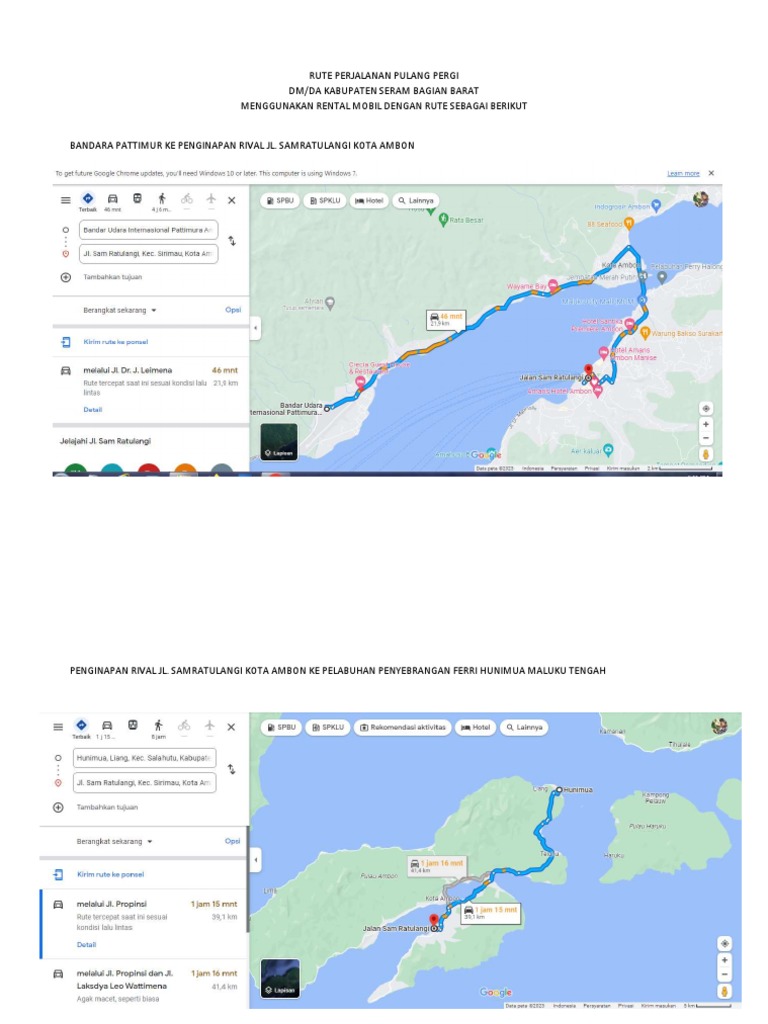 Rute Rental Mobil Ambon ke Seram Barat | PDF | Bisnis