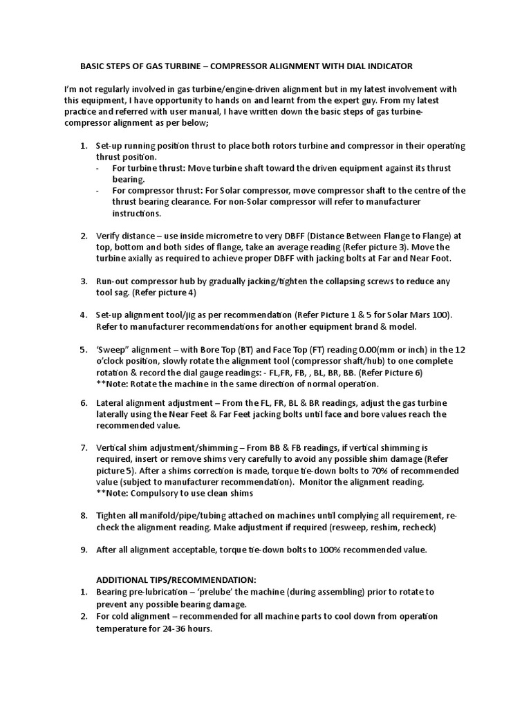 Gas Turbine - Compressor Alignment | PDF | Bearing (Mechanical) | Turbine