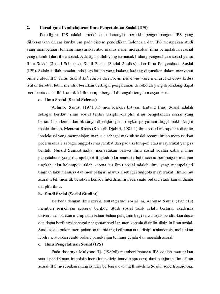 Paradigma Pembelajaran IPS | PDF