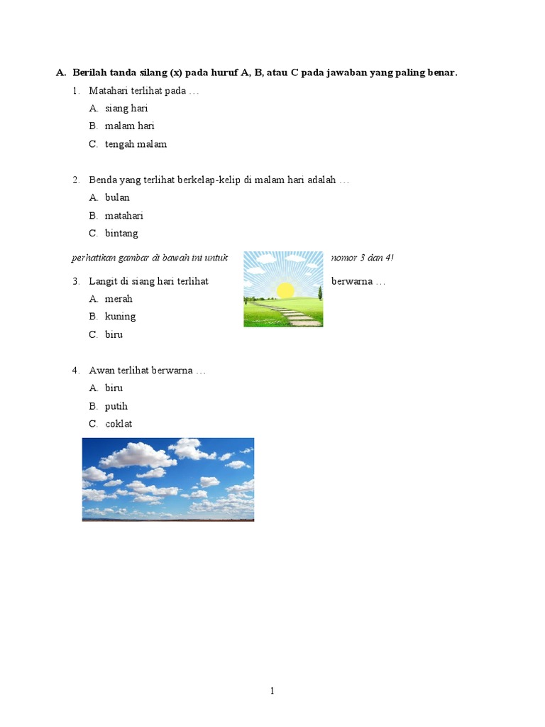 Soal Ipa SD Kelas 1 | PDF