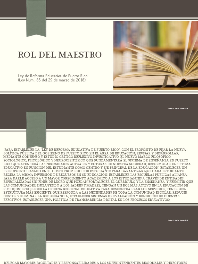 Rol Del Maestro (Ley 85-2018) Entre Otros | Descargar gratis PDF ...