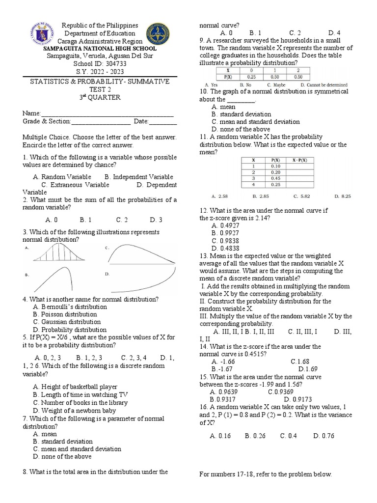 Summative 2 | Download Free PDF | Normal Distribution | Probability Distribution