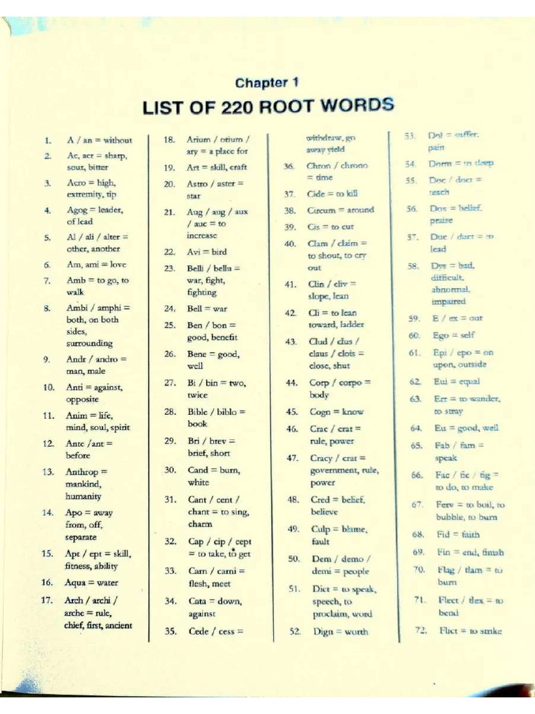 220 Root Words | PDF