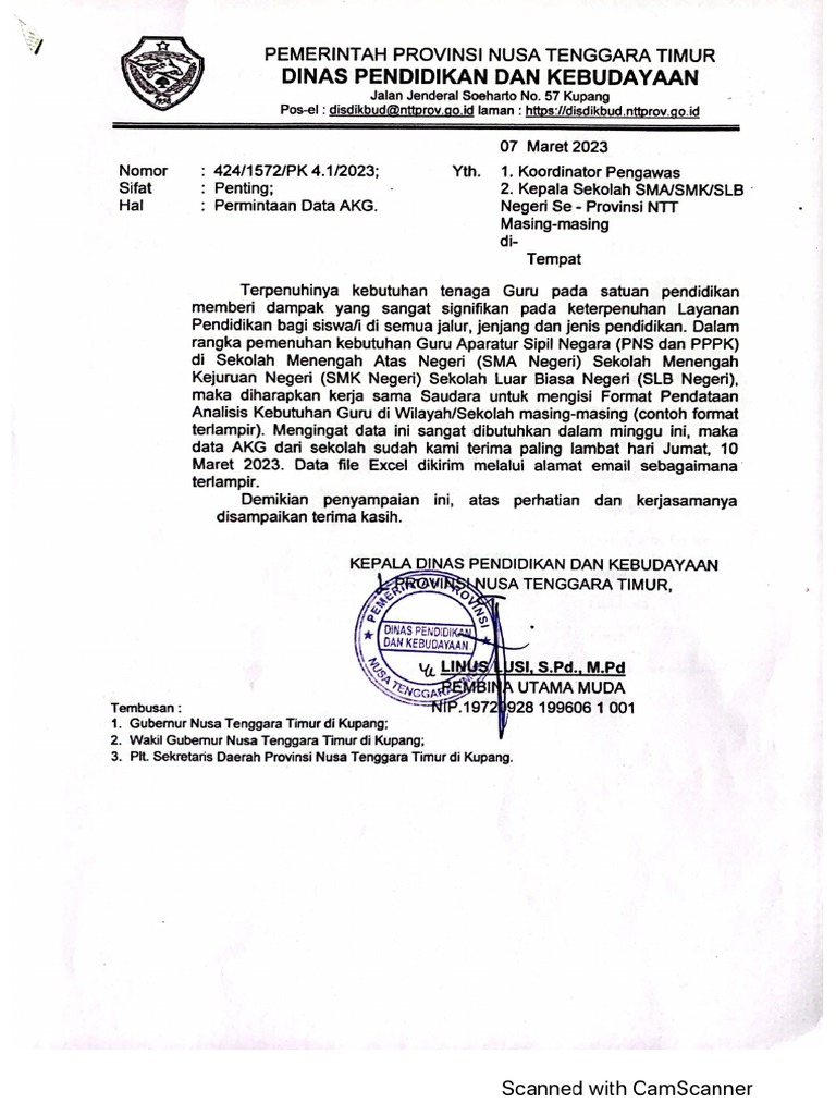 Surat Permintaan Data Akg | PDF