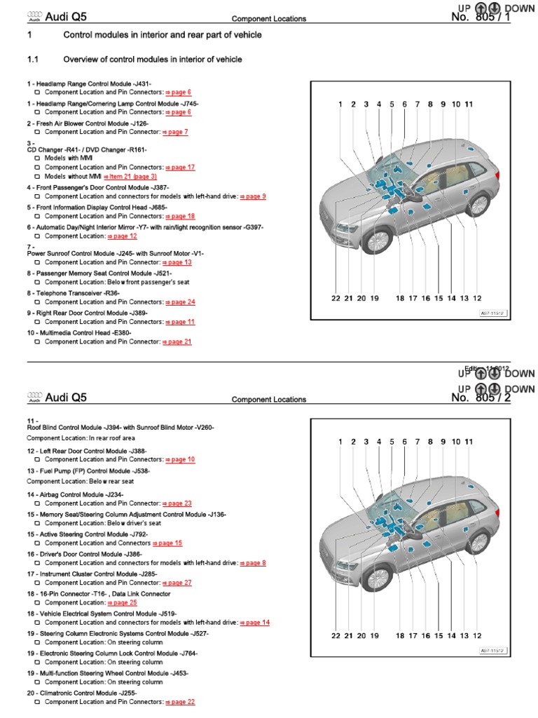 1 Control Modules in Interior and Rear Part of Vehicle | PDF | Audi ...