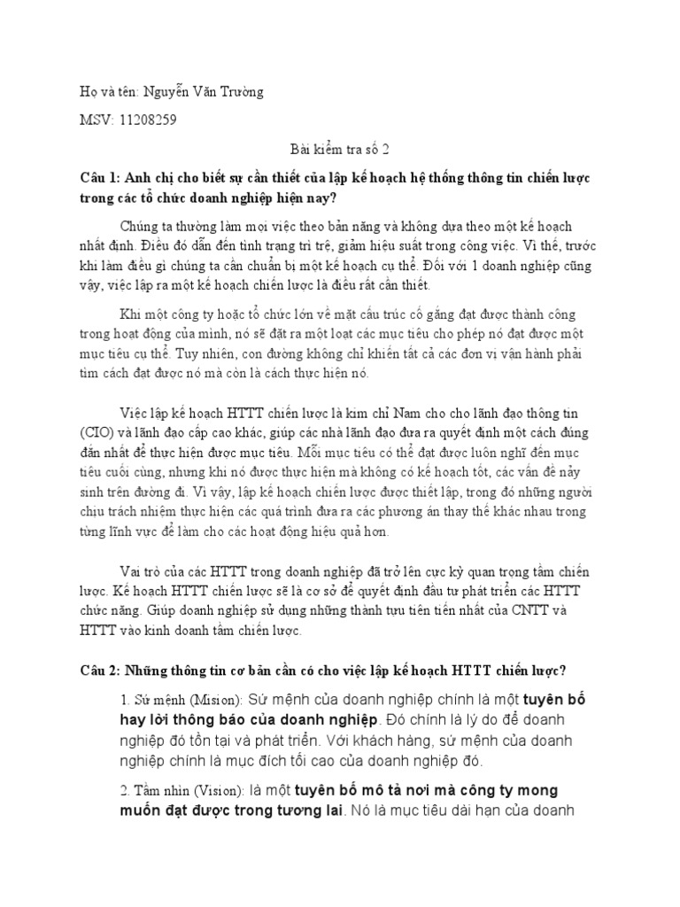 bkt số 2 quản trị nltt | PDF