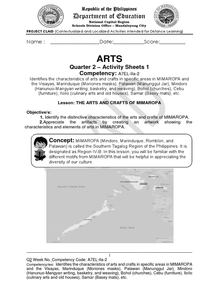 Mapeh Arts7 Q2 Activity Sheets 1 Advincula | PDF | Basket Weaving