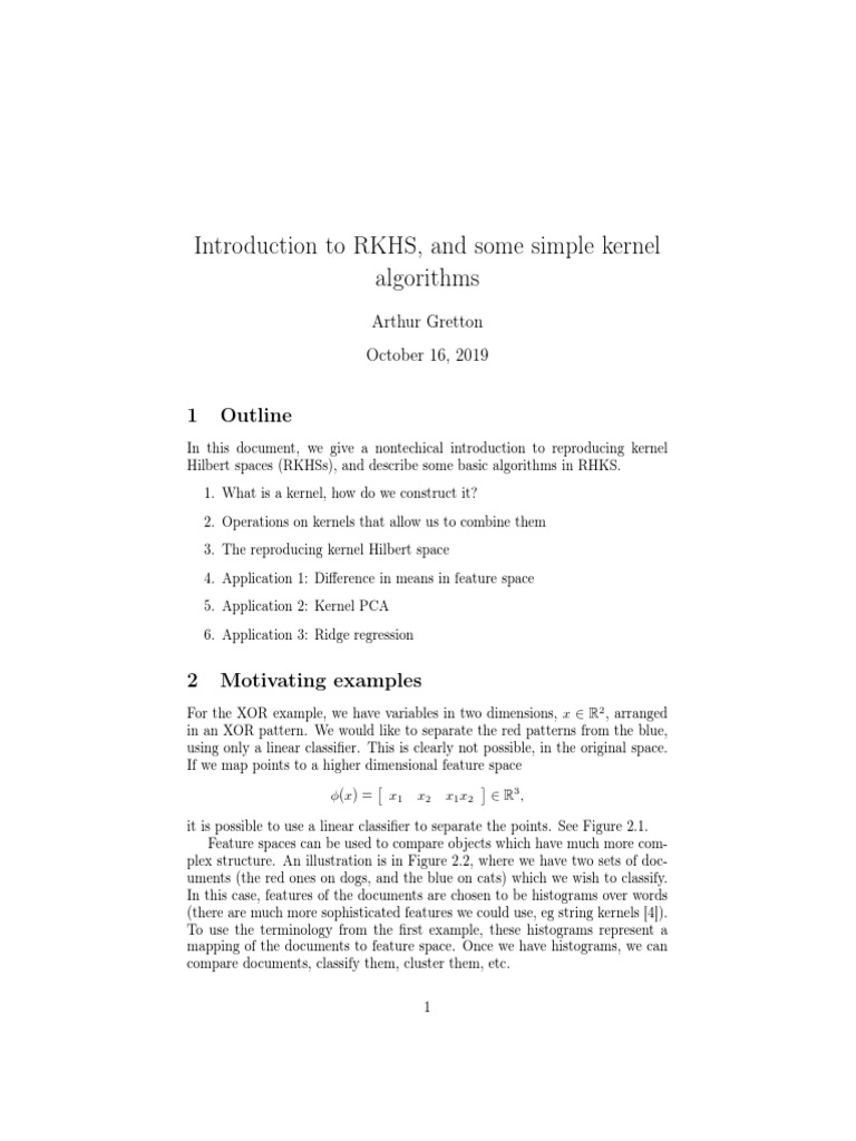 Lecture4 introToRKHS | PDF
