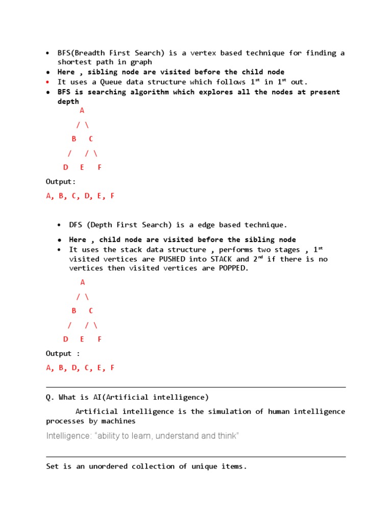 BFS and DFS Algorithms Explained | PDF | Teaching Methods & Materials