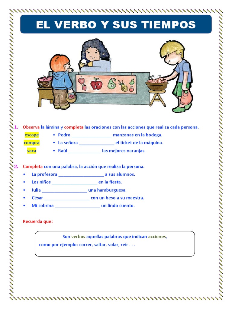 El Verbo y Los Tiempos Verbales para Tercer Grado de Primaria | PDF