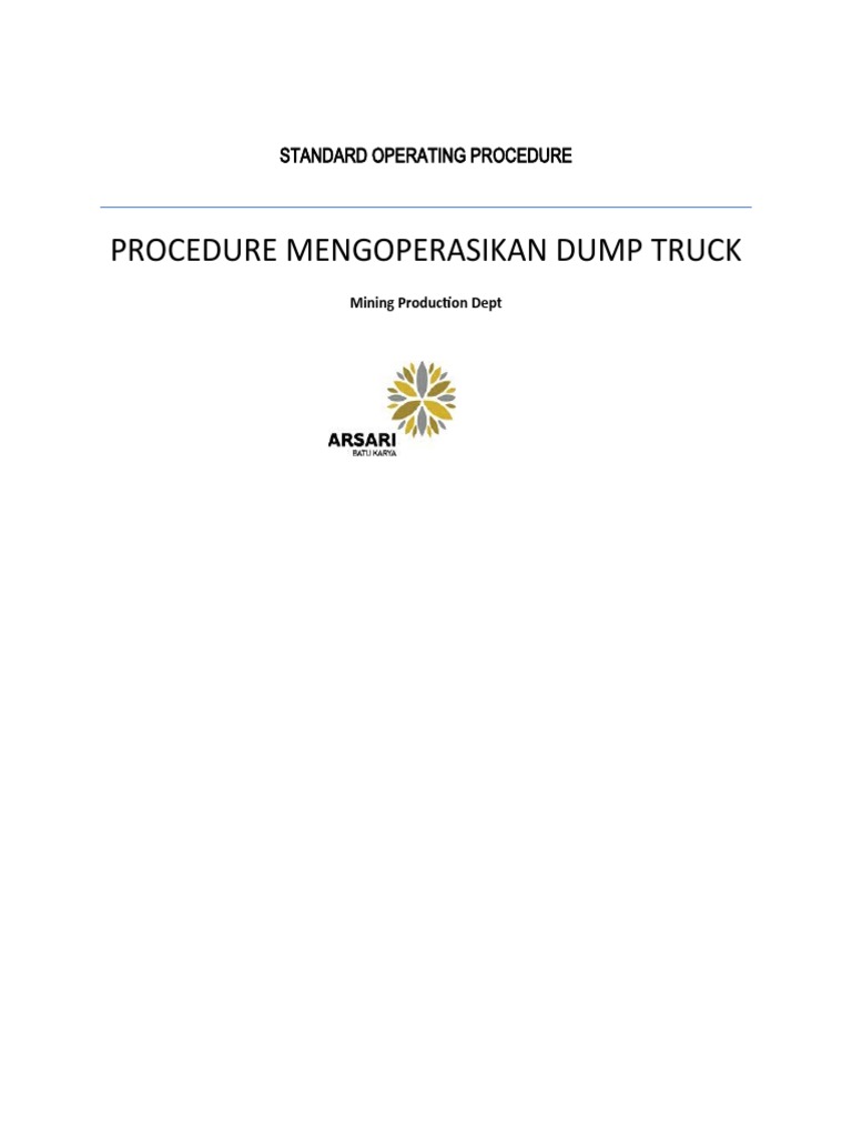 SOP Mengoperasikan Dump Truck PT - ABK | PDF | Bisnis