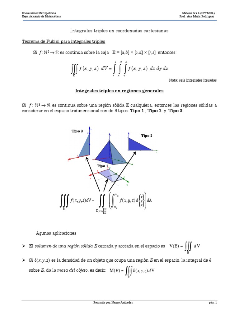 Integrales Triples en Coordenadas Cartesianas | PDF | Integral | Cálculo