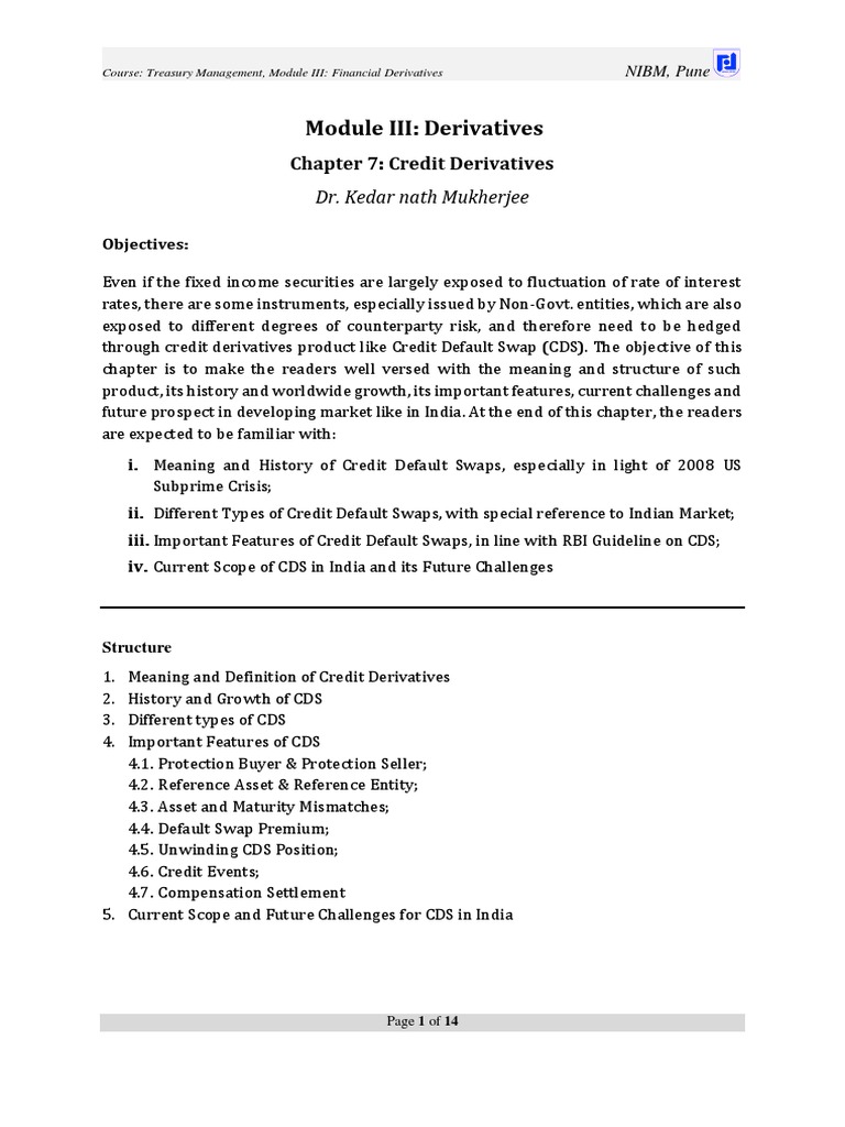 Understanding Credit Default Swaps: History, Types, Features and Future in India | PDF | Credit ...