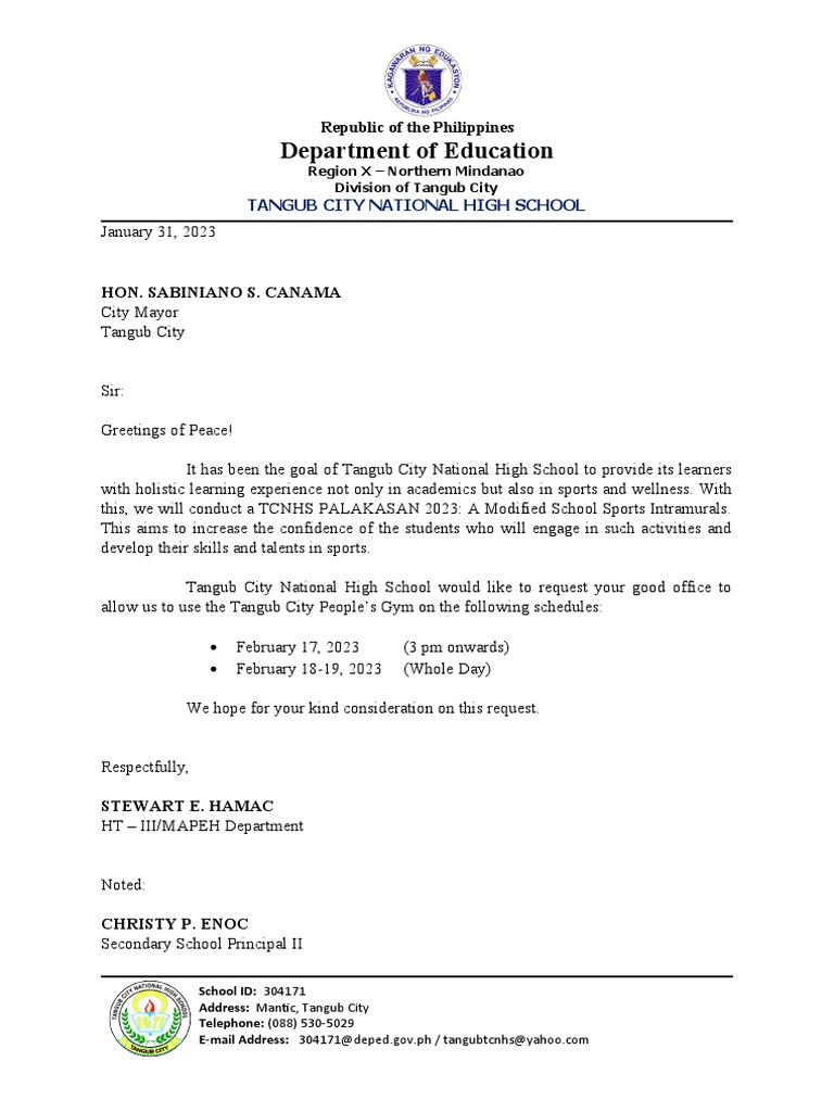 Palakasan Letter of Request | PDF