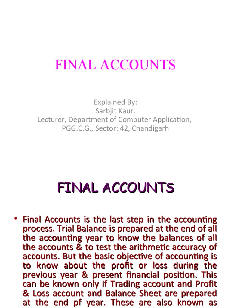Final Accounts | PDF | Income Statement | Balance Sheet