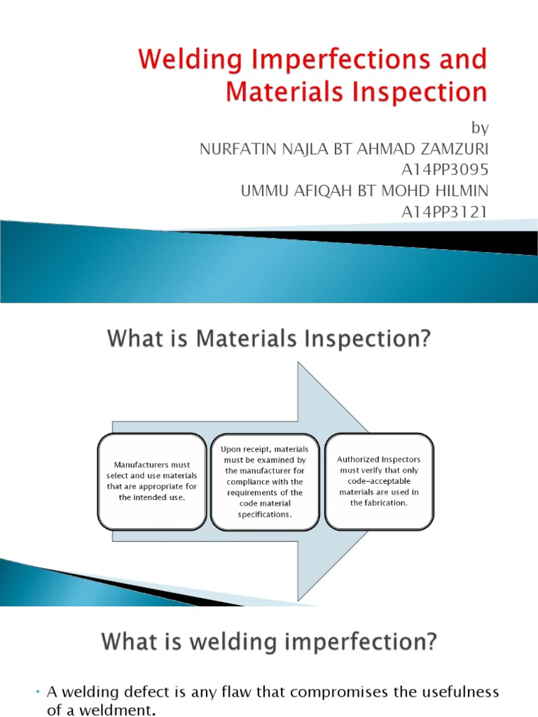 Welding Imperfection and Material Inspection | PDF | Construction | Welding
