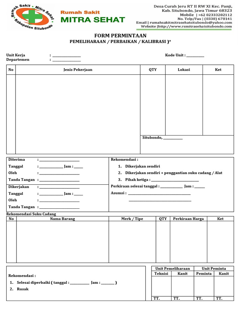 Formulir Permintaan Perbaikan | PDF