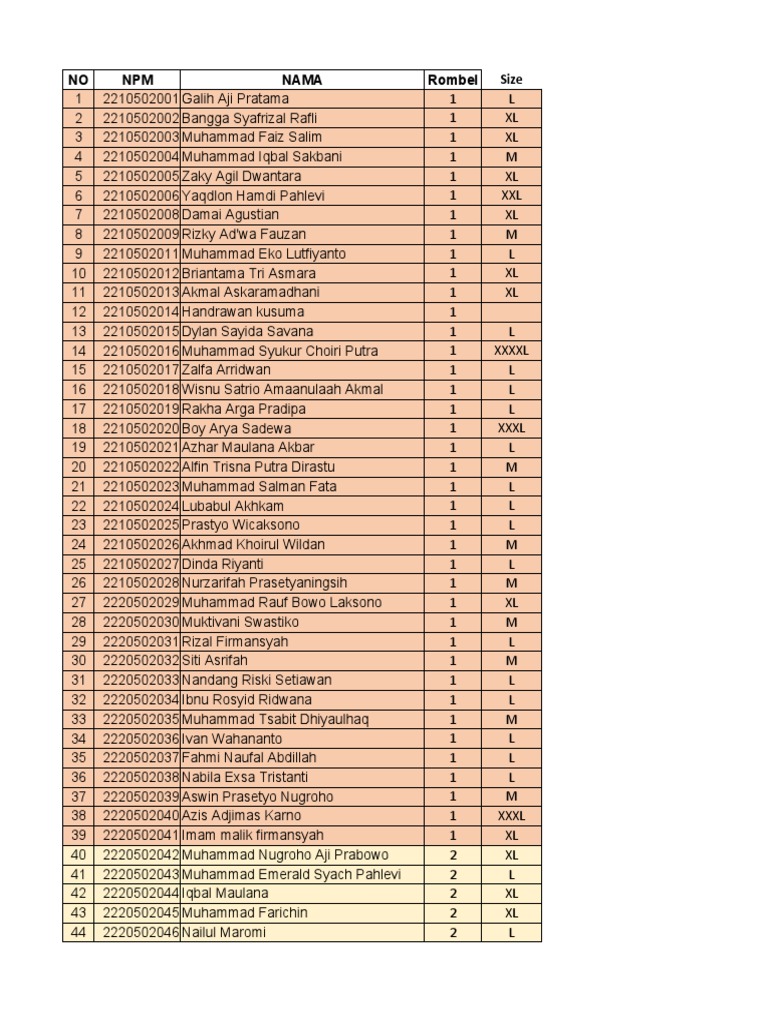 Data Baju Tematik FIX | PDF