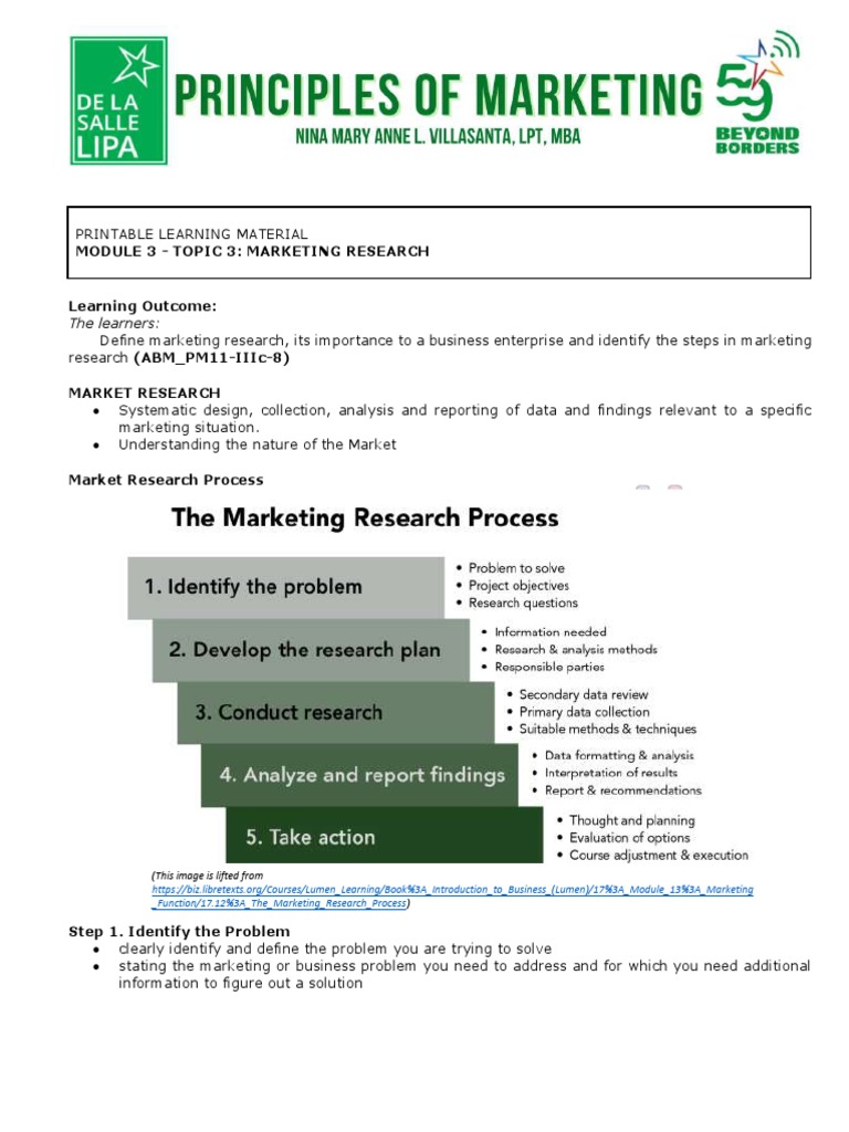 LM - Module 3 Topic 3 - Markprin | PDF | Marketing Research | Data