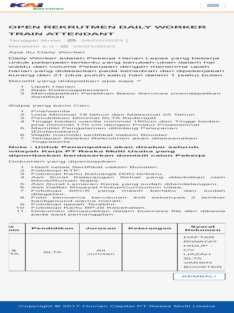 E-Recruitment PT Reska Multi Usaha | PDF