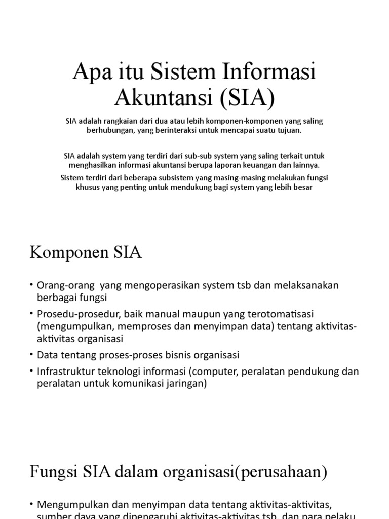 Apa Itu Sistem Informasi Akuntansi (SIA) | PDF