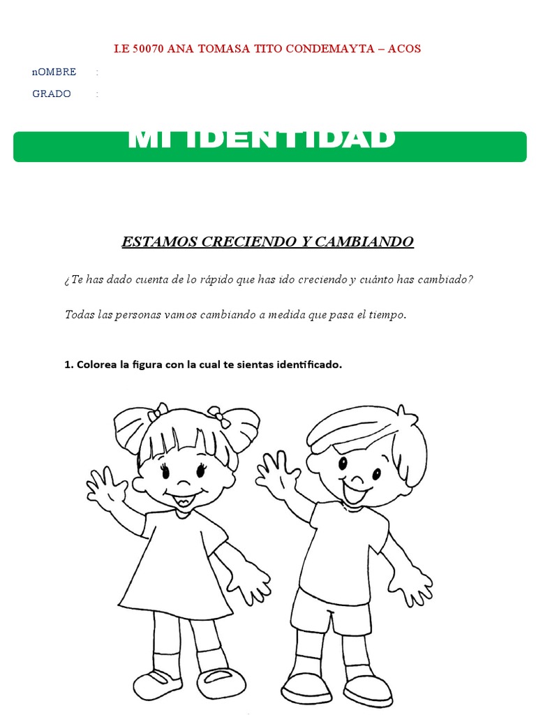 Mi Identidad para Segundo de Primaria | PDF