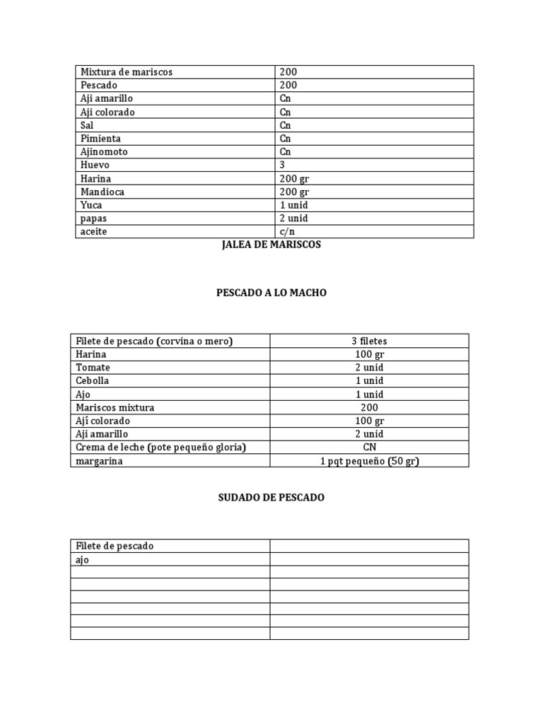Mixtura de Mariscos | PDF