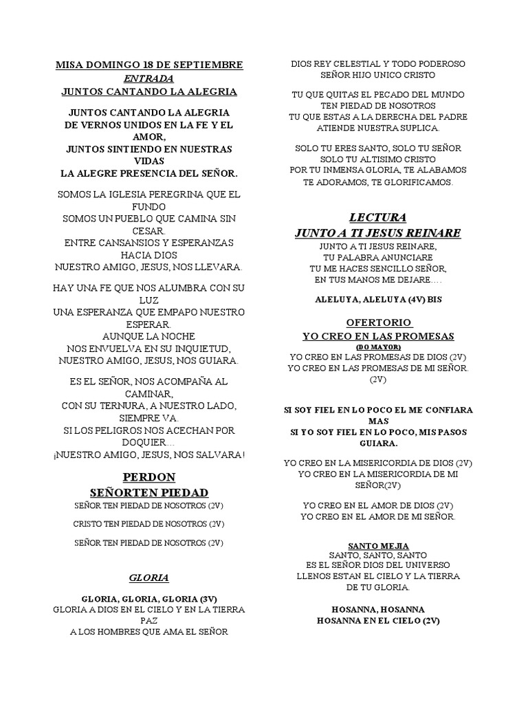 Misa Domingo 18 de Septiembre | PDF | Misa (liturgia) | Cristo (título)