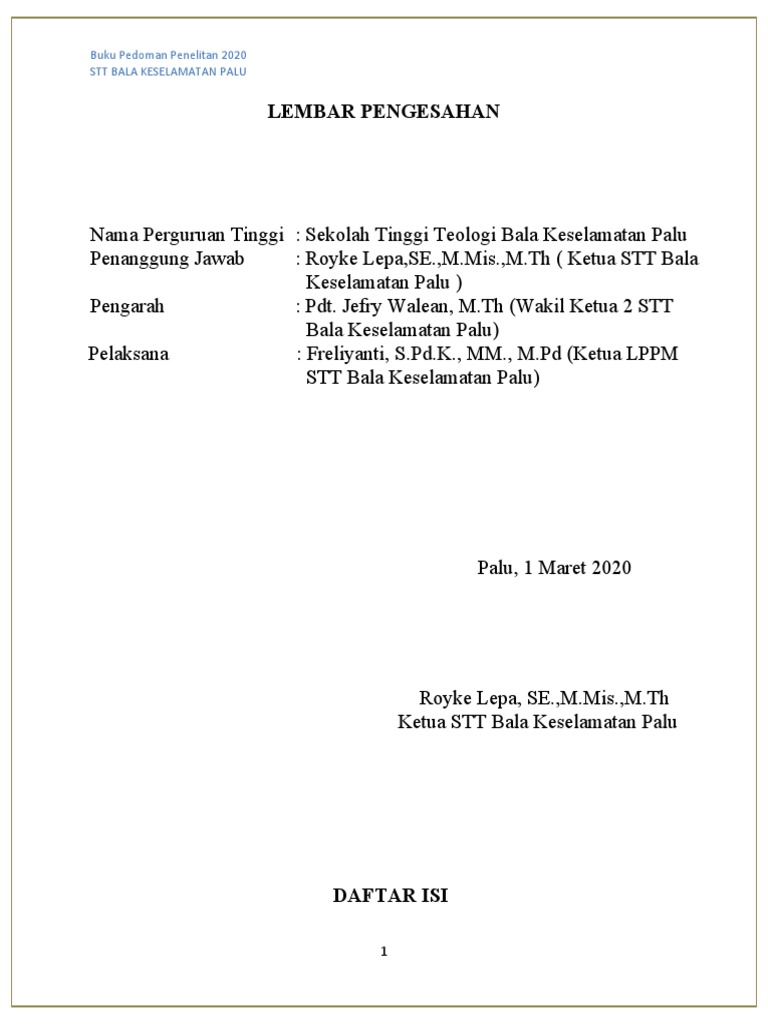 STT BK Buku Panduan Penelitian | PDF