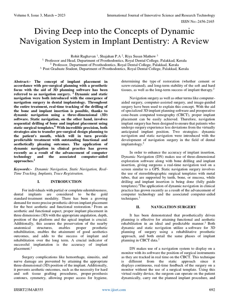 Diving Deep Into The Concepts of Dynamic Navigation System in Implant Dentistry A Review | PDF ...