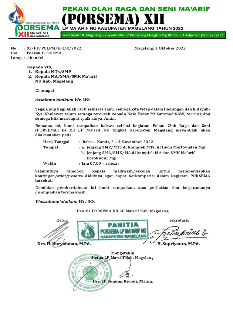 Edaran Porsema LPM MGL 2022 | PDF