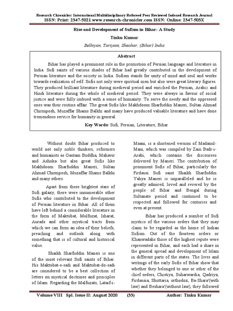 Microsoft Word - 805208-Tinku Kumar | PDF | Sufism | Islamic Branches