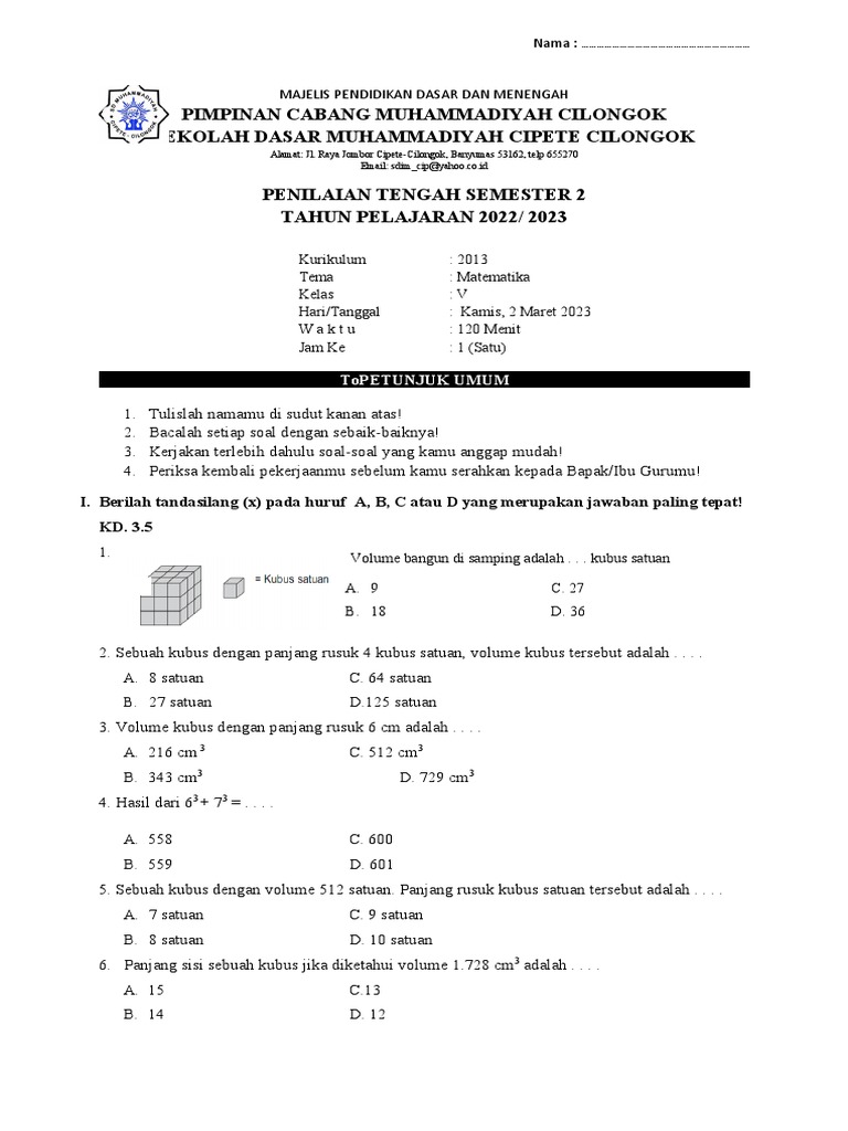 Soal Kelas 5 Matematikaa | PDF