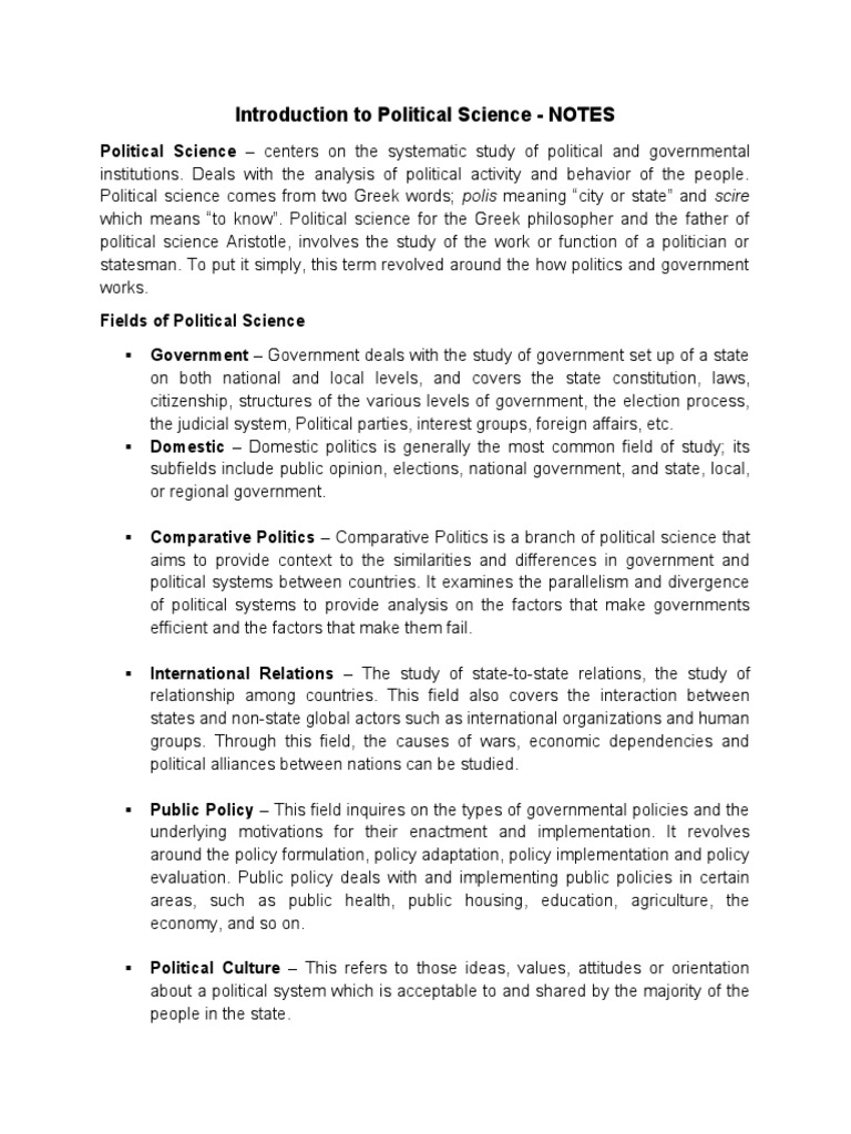 Introduction To Political Science | PDF | Political Science | Justice