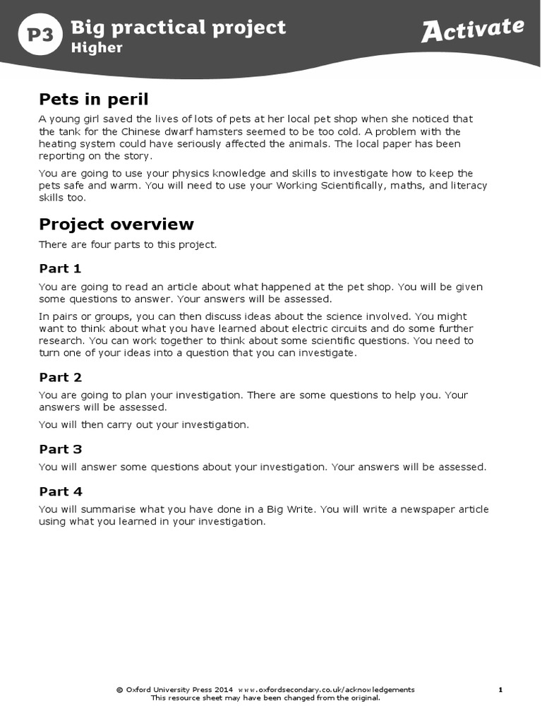 P3 Big Practical Project (Higher) | PDF | Hypothesis | Question