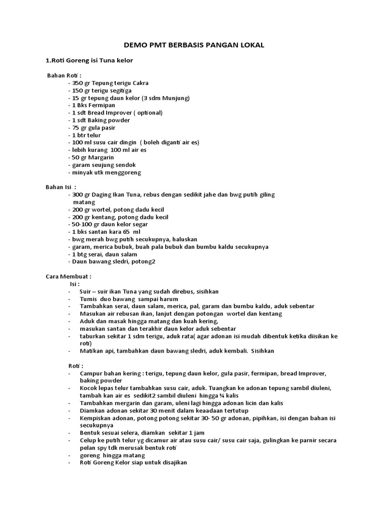 Contoh Menu Pmt Lokal Pdf