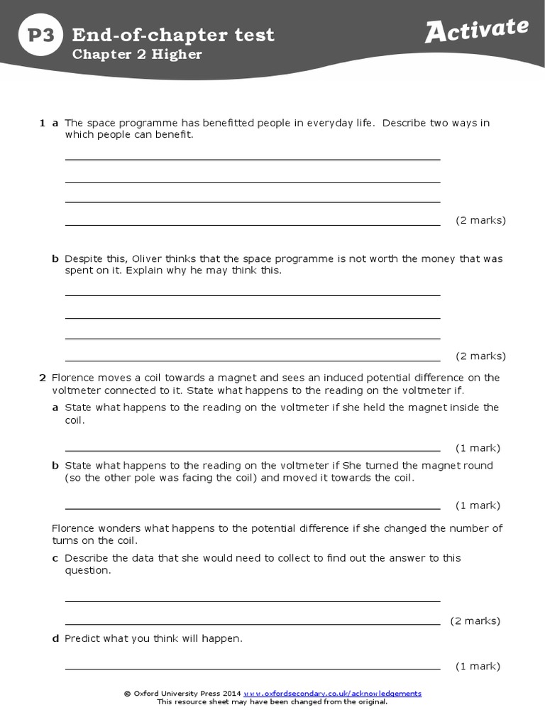 P3 Chapter 2 End-Of-Chapter Test (Higher) | PDF | Radioactive Decay ...