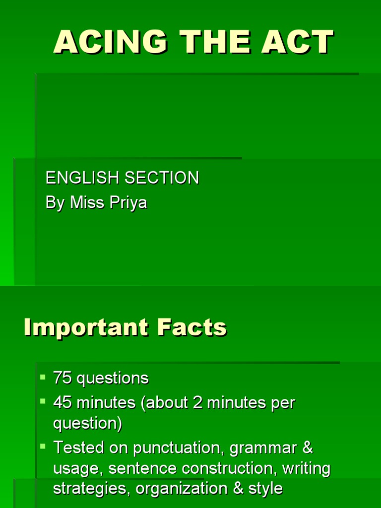 ACT English Section Strategies | PDF | Comma | English Language