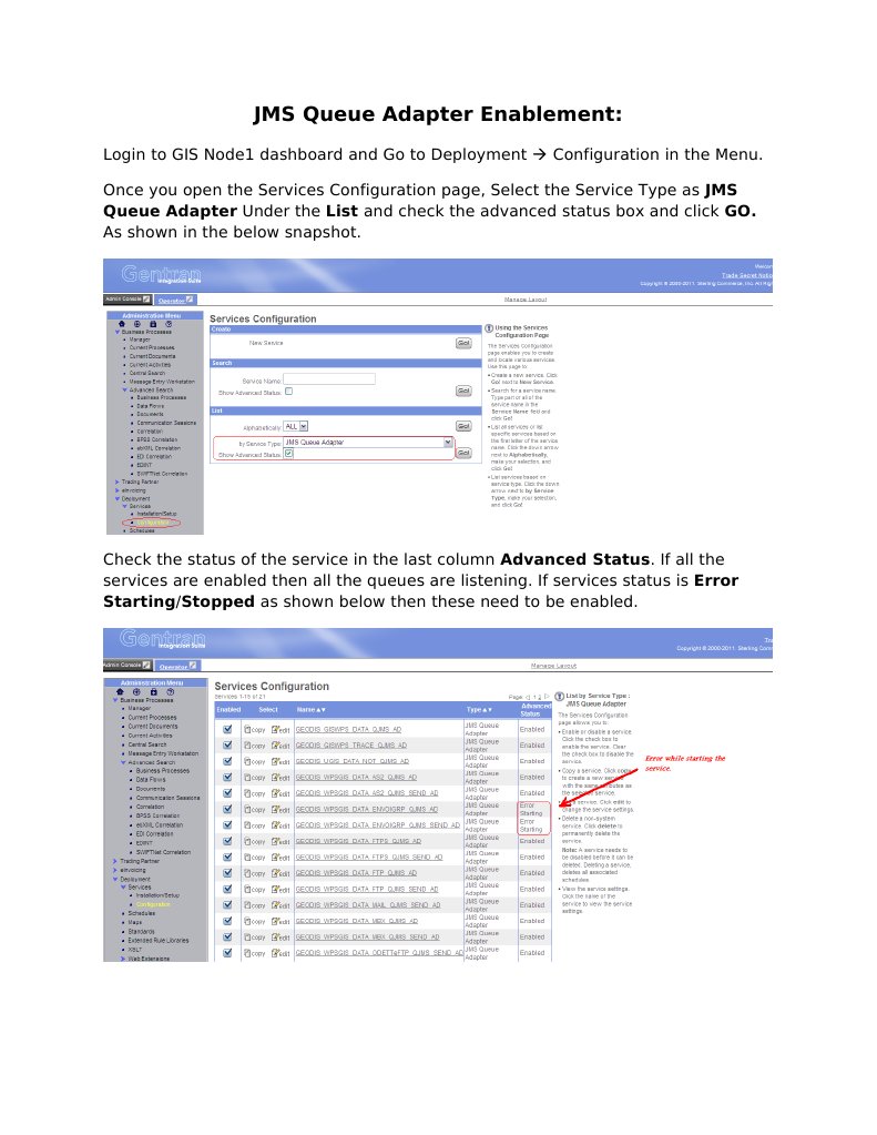 Enable JMS Queue Adapter Services | PDF