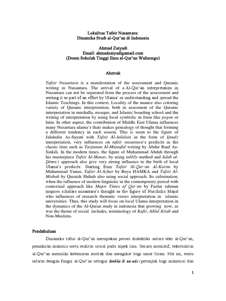 17 Lokalitas Tafsir Nusantara Dinamika Studi Al-Qur'an Di Indonesia PDF | PDF | Kafir | Quran