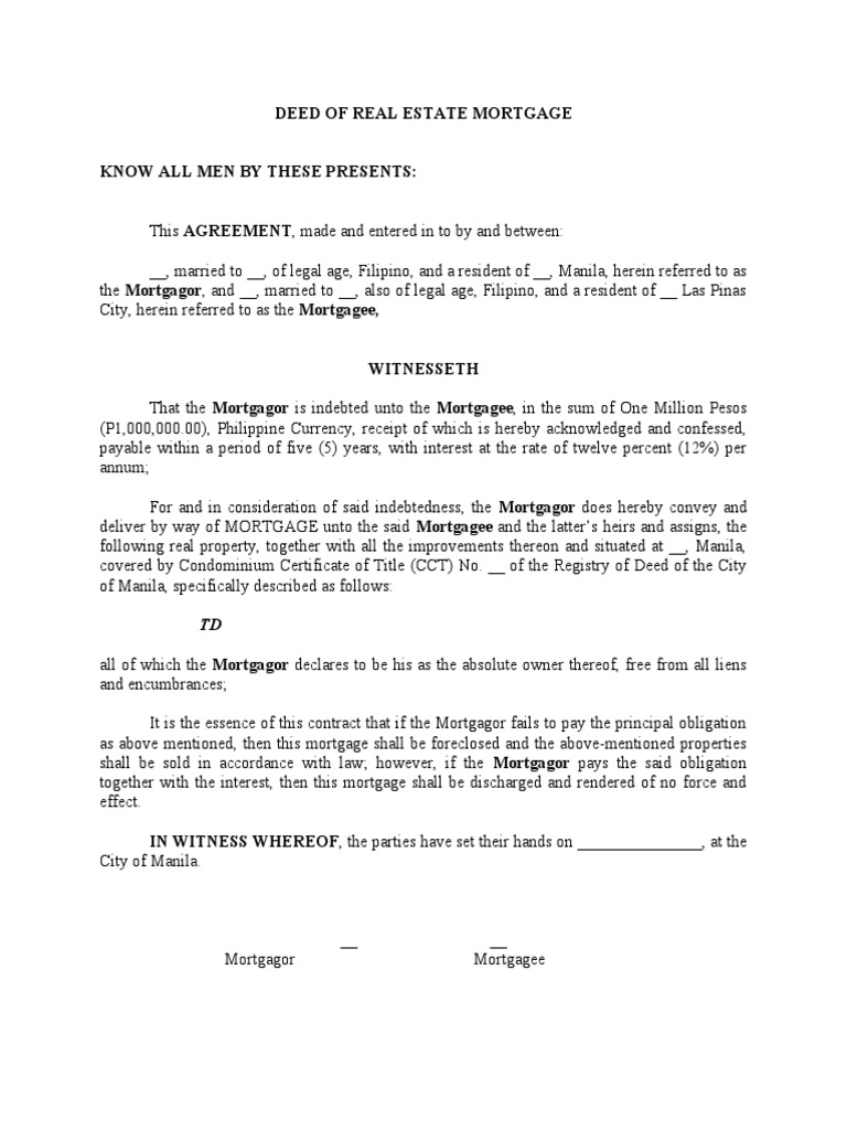 Mortgage Deed | PDF | Mortgage Law | Personal Finance