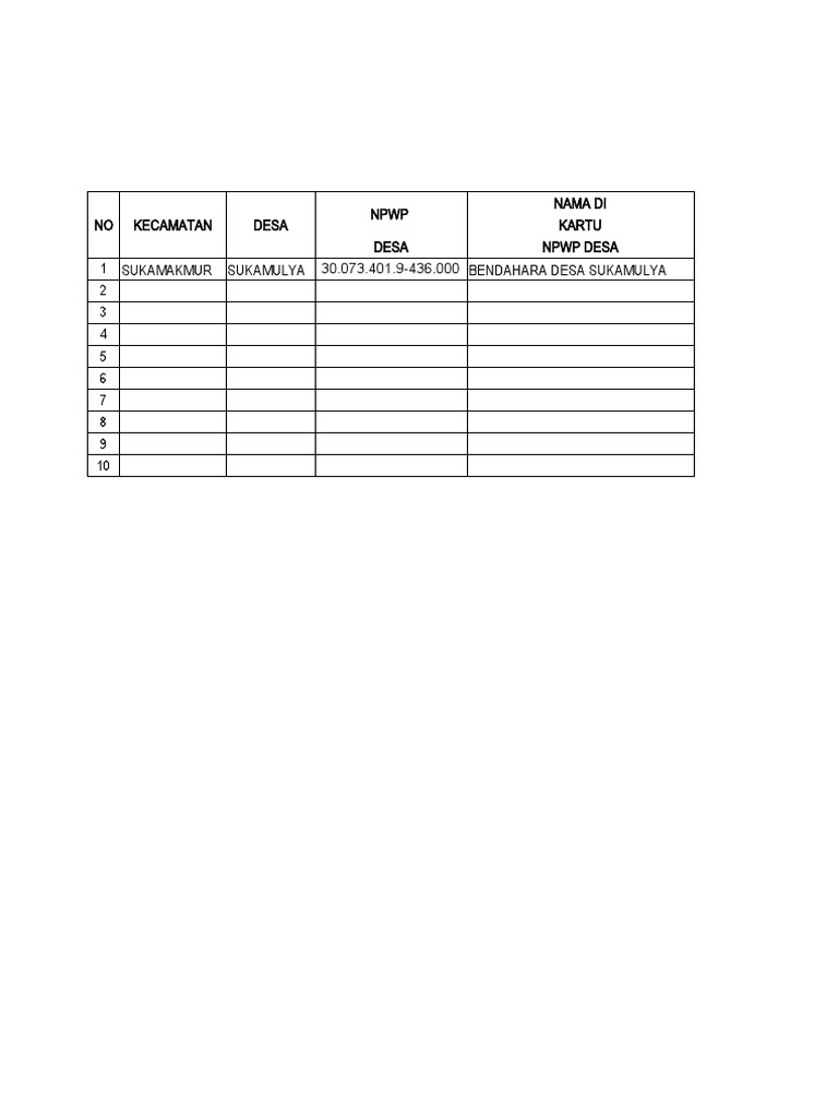 Data Bendahara Desa | PDF