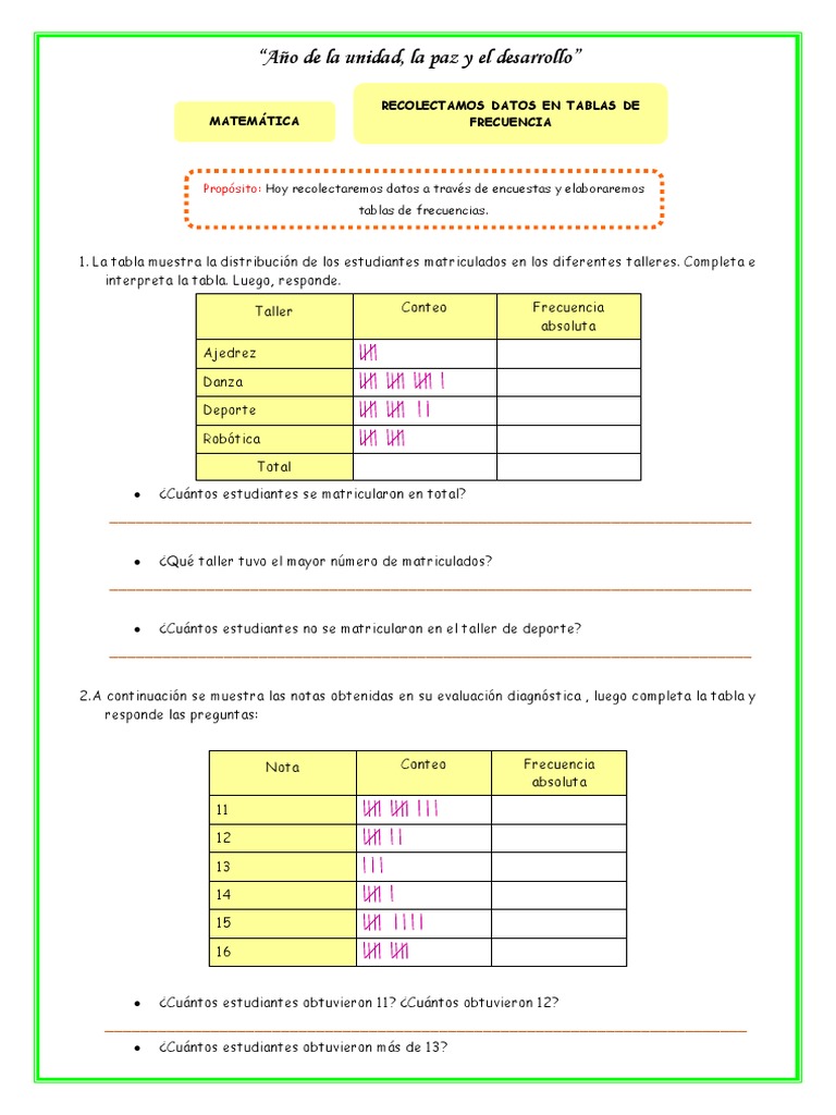 Viernes-Matematica-Recolectamos Datos en Tablas de Frecuencia PDF | PDF