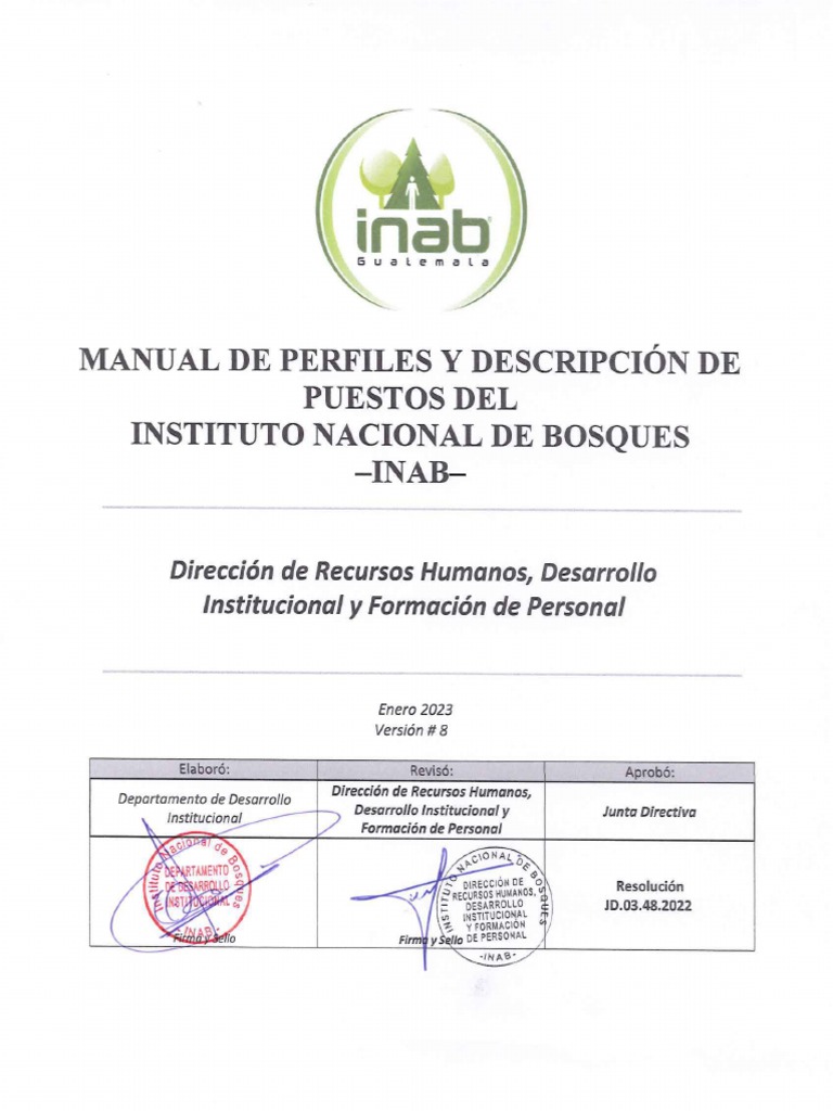 Manual de Perfiles del INAB 2023 | PDF | Gestión de recursos humanos ...