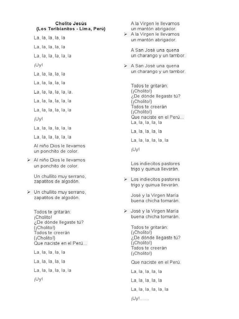 Villancico Cholito Jesus | PDF