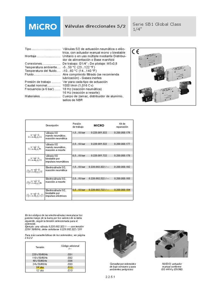 Electrovalvula SB1 5-2 1-4 GC 2me 24VCC | PDF