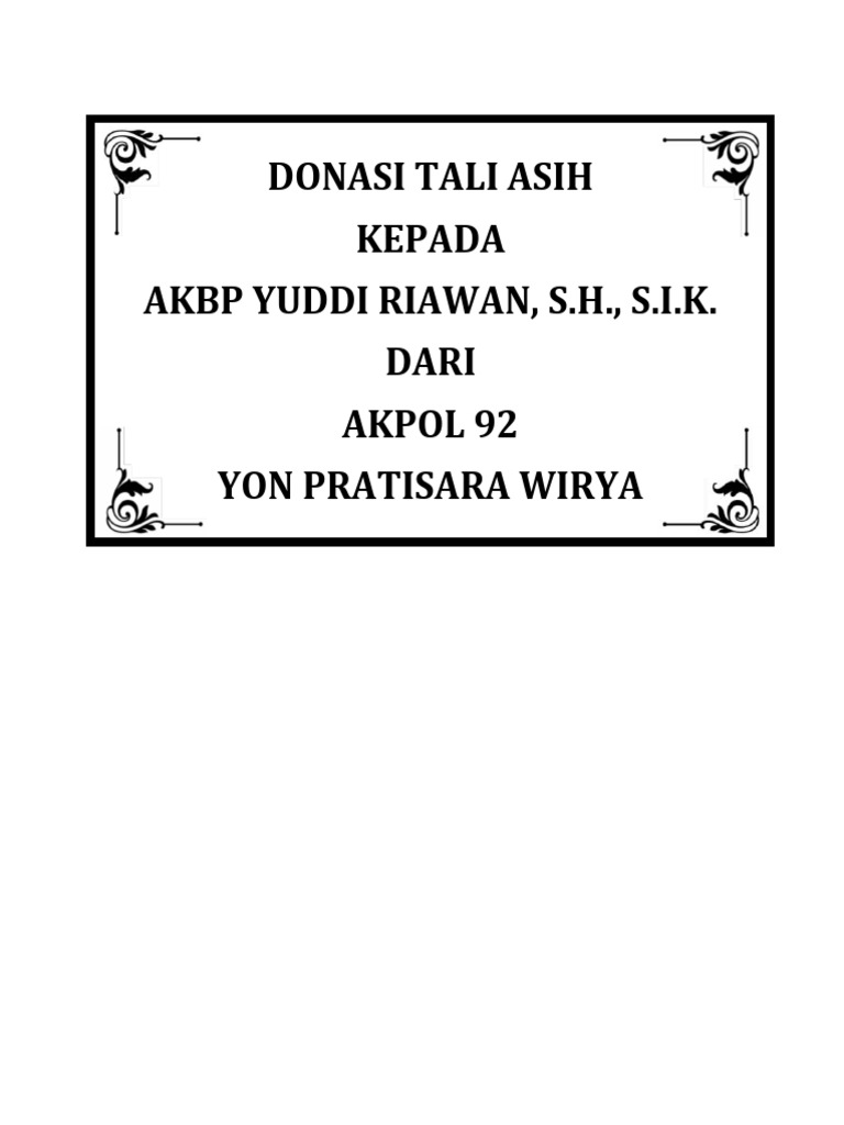 Ucapan Tali Asih | PDF