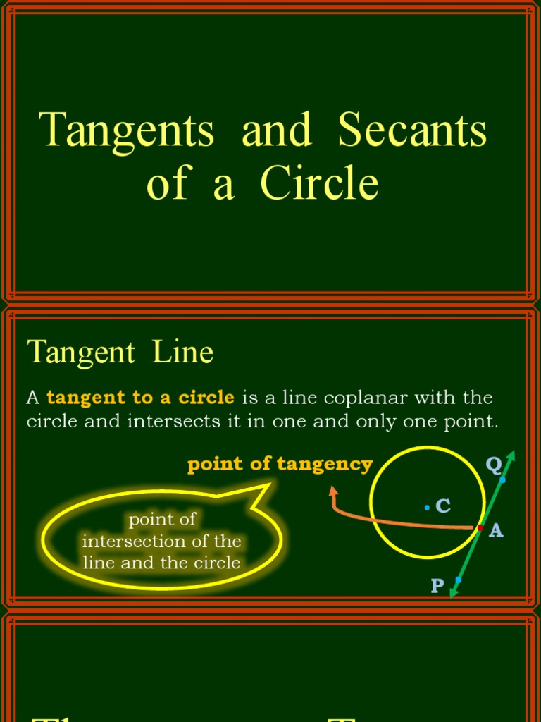 Tangents and Secants of Circles | PDF | Circle | Tangent