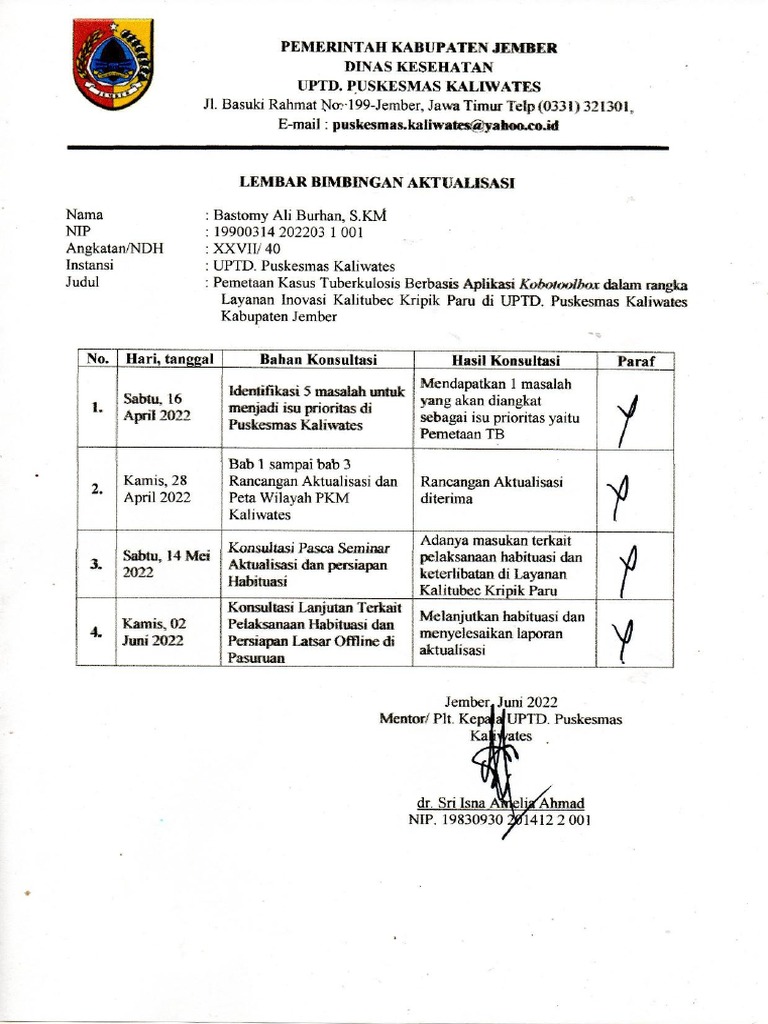 Lembar Konsultasi Mentor | PDF
